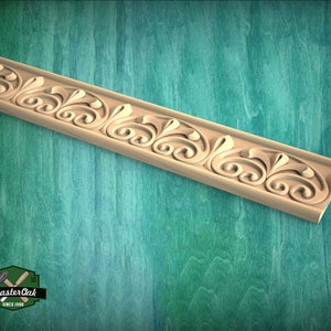 Elegant Fleur Motif: Carved Wood Molding Trim, 40" Decorative Wooden ...