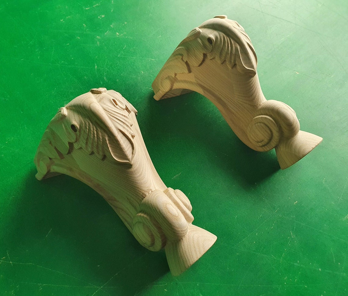 Pair of Short Carved Legs Set 2pc Classic Style Legs - Etsy