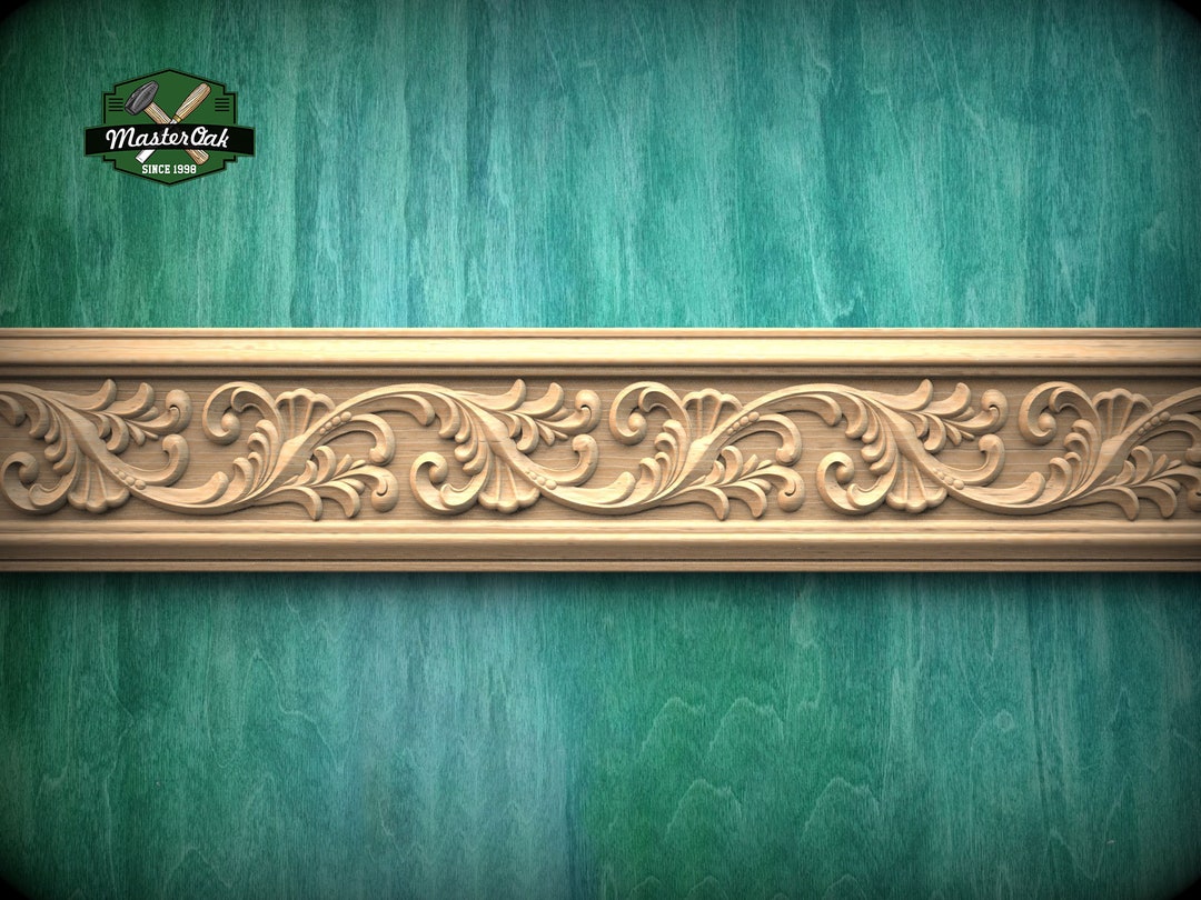 Flowing Foliage Wooden Moulding – Artisanal Craftsmanship, 40" , 1 Pc ...