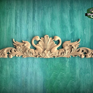 Romantic Swans Wood Carving, Symmetrical Love Design, 1pc, Unpainted ...