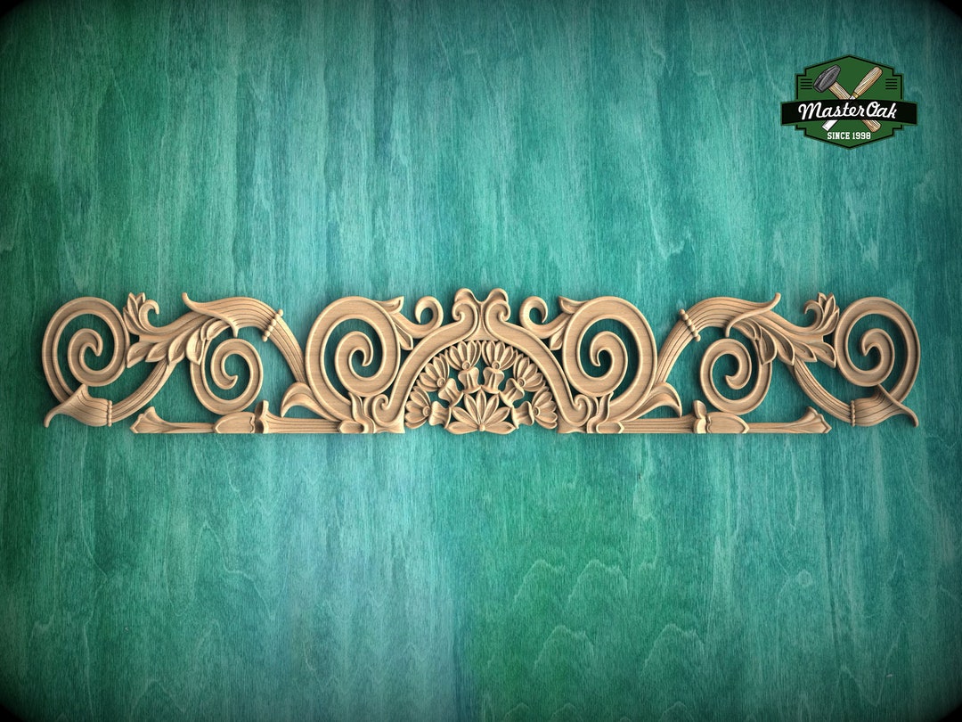 Victorian Floral Scrollwork Carved Wood Onlay, Classic Elegance, Eco ...