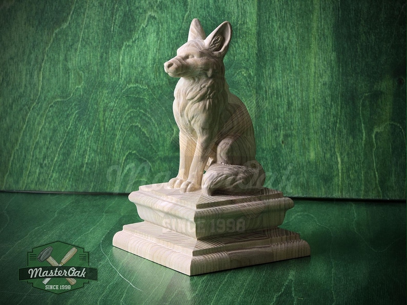 Sitting Fox #2 Made of Wood, Wooden Finial for Staircase Newel Post ...