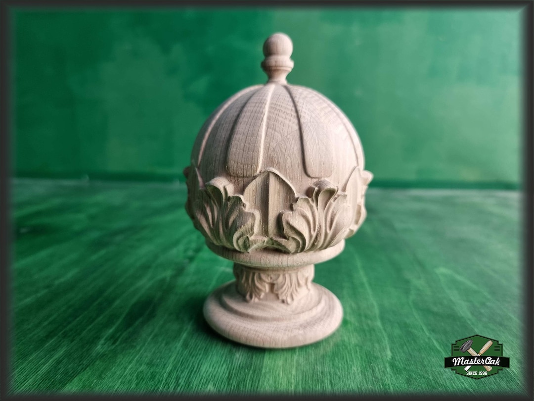 Decorative Architectural Wooden Finial, Staircase Newel Post Cap ...