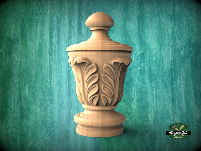 Hardwood Unpainted Classic Finial With Acanthus Leaves Carved - Etsy