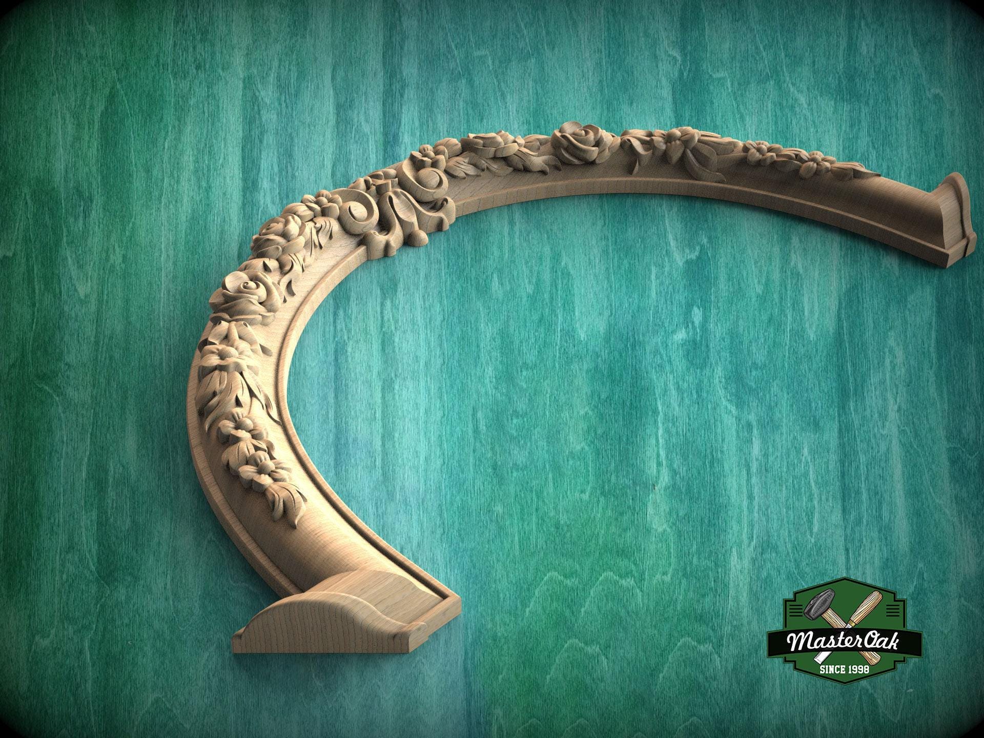 Decorative Wooden Arch Onlay – Flower Motif for Arched Entryways, 1pc ...