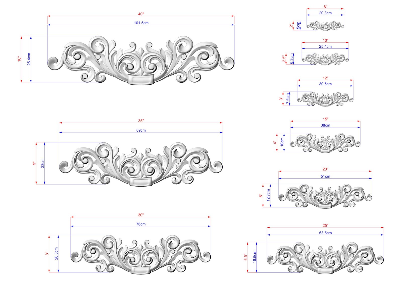 Decorative Scroll Crest With Curved Motif for Furniture Tops - Etsy