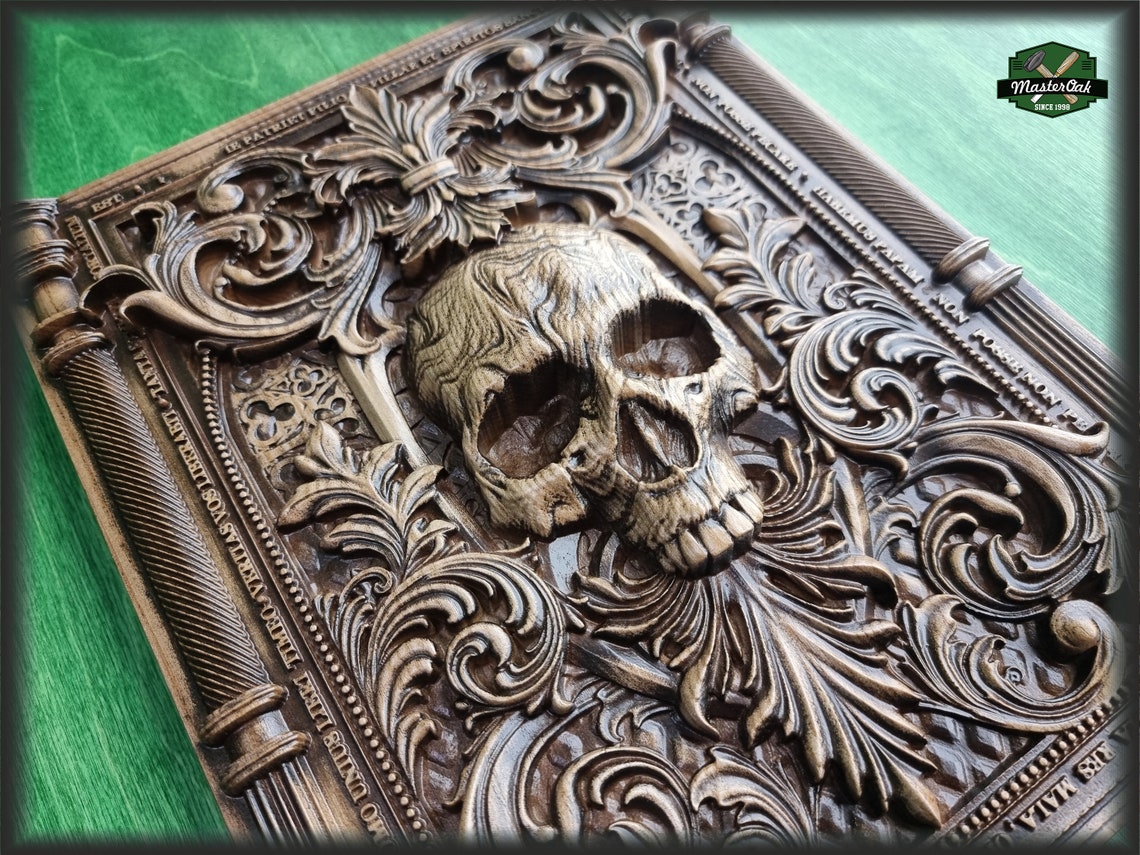 Skull Carved Panel Made of Wood Wood Wall Art Carved Skull - Etsy