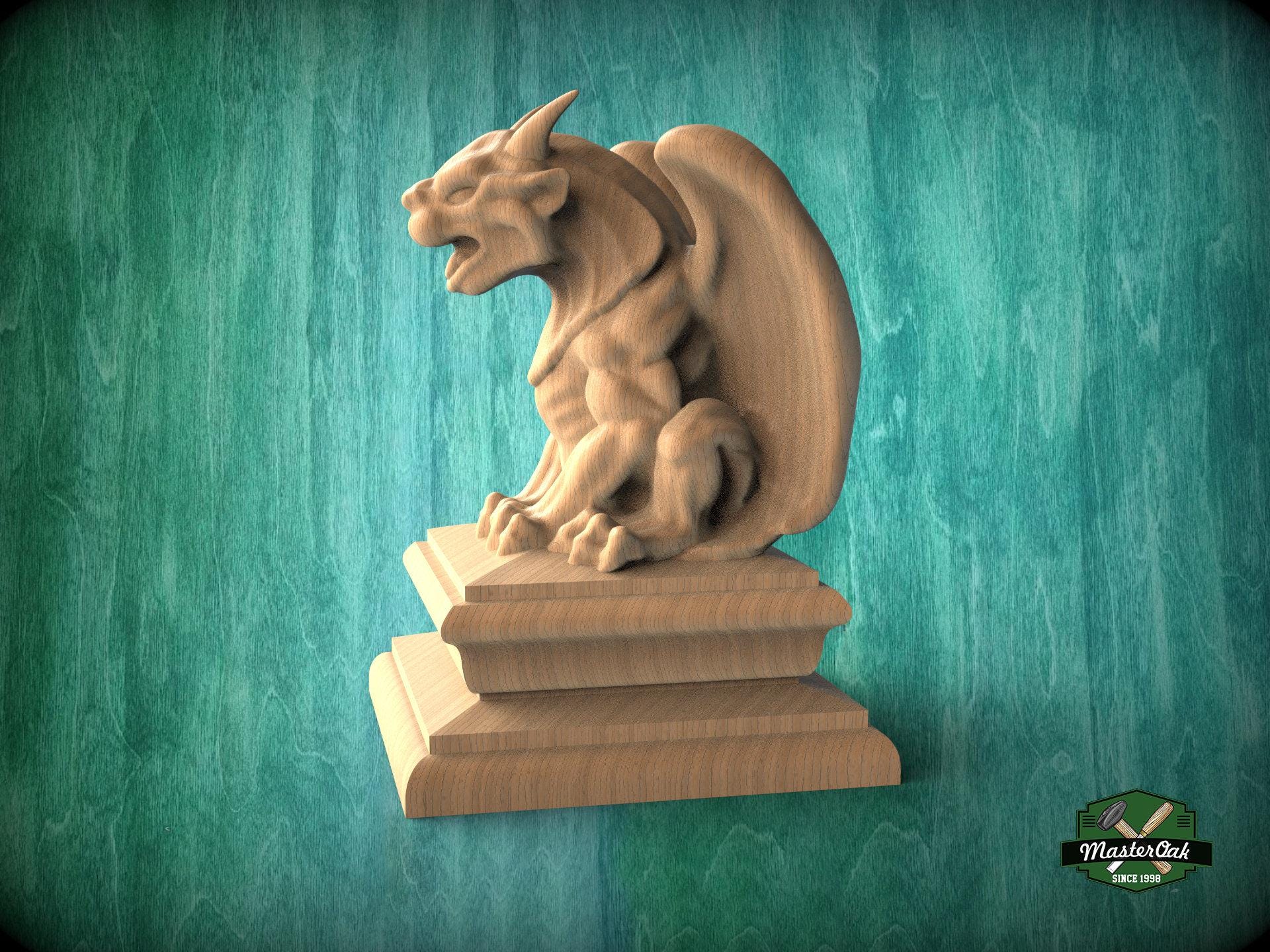 Gargoyle Wooden Statue, Small Gothic Imp, Gargoyle Finial Bed Post ...