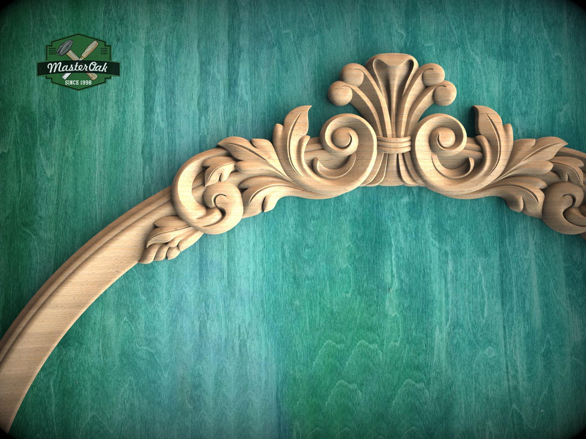 Elegant Slim-base Arch Wooden Appliqué – Carved Swirl Embellishments ...