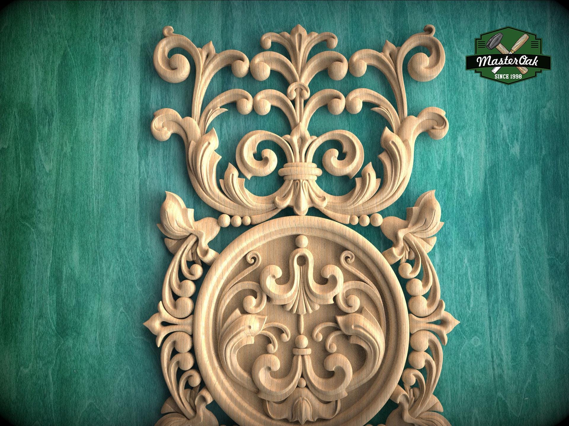 Vertical Filigree Carved Wood Onlay – Intricate Furniture Applique, 1pc ...