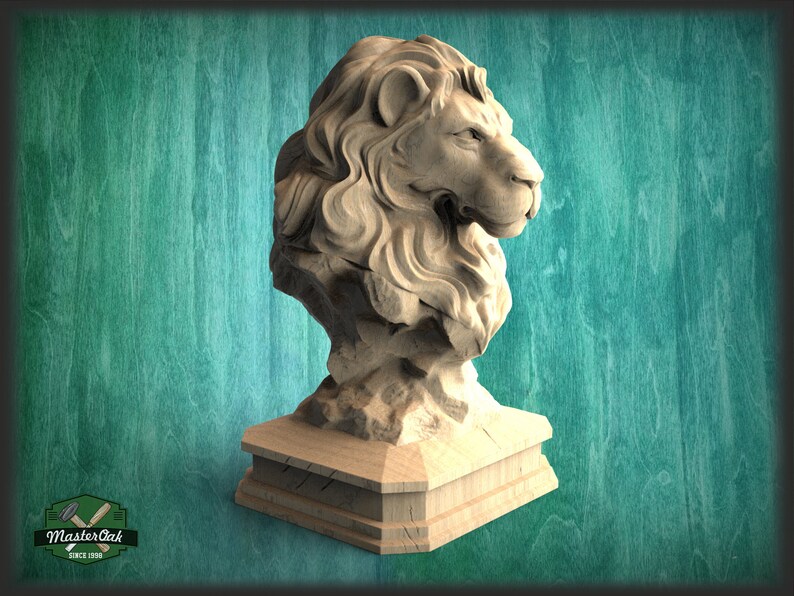 Lion Wooden Statue Lion Statue for Staircase Newel Post Lion - Etsy