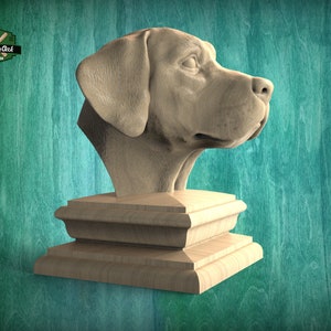 Labrador Statue #2 Made of Wood, Labrador Wooden Finial for Staircase ...