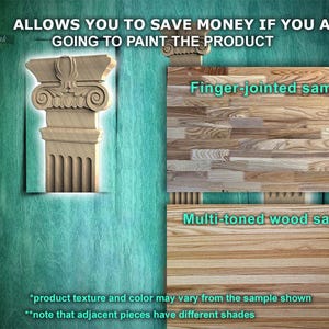 Casing Wood Carved Pilasters (flat Back Columns), Classical Wood Ionic ...