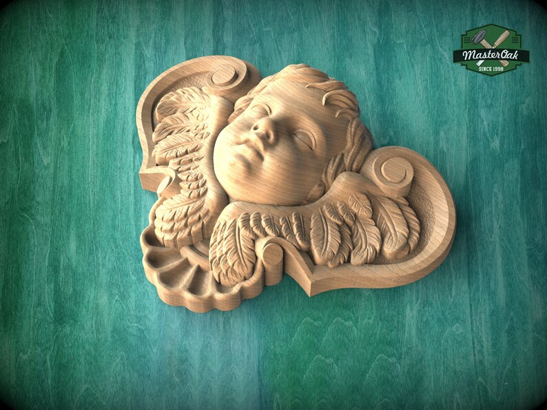 Angel Head Carved Wood Applique Angel With Wings Carved - Etsy