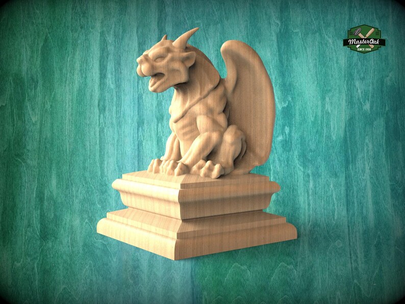 Gargoyle Wooden Statue, Small Gothic Imp, Gargoyle Finial Bed Post ...