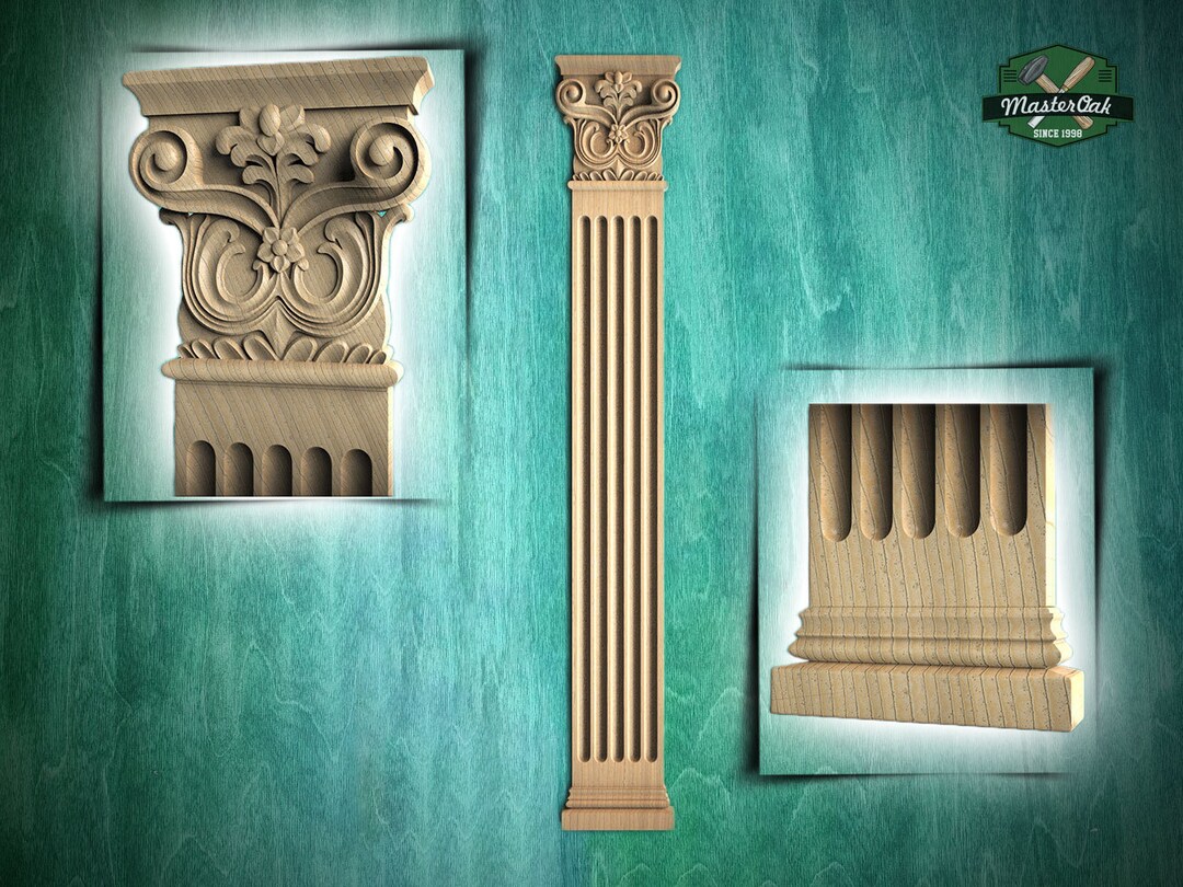 Wooden Carved Classic Corinthian Column Pilaster, Wood Ionic Pilaster ...