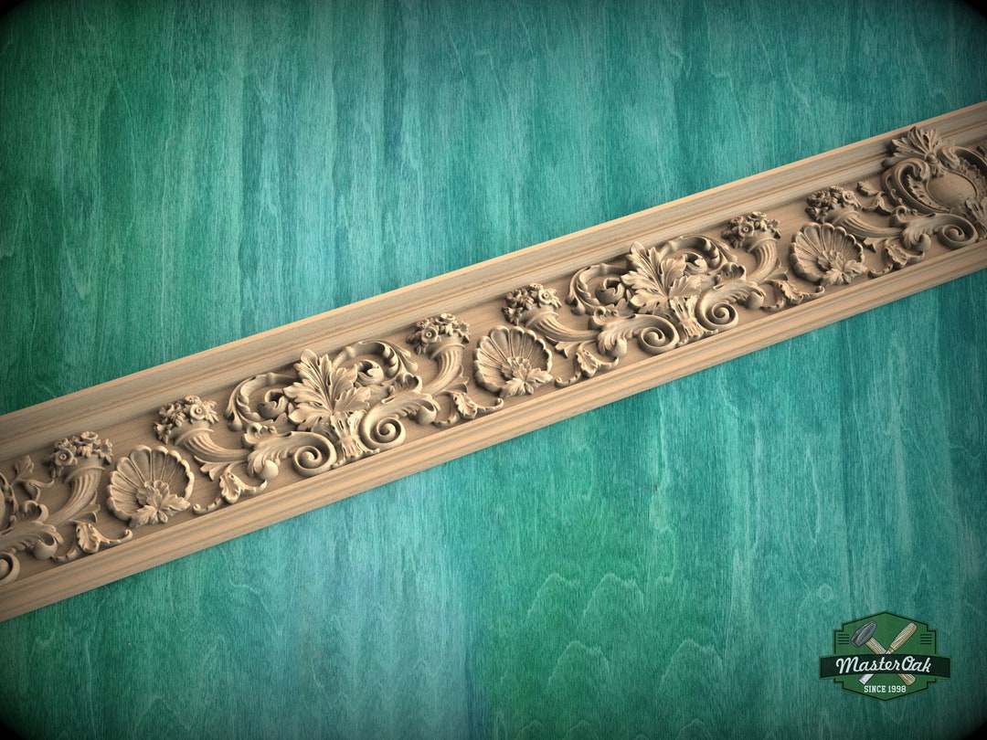 Baroque Wooden Moulding With Acanthus Scrolls, 40" Classical Wood ...