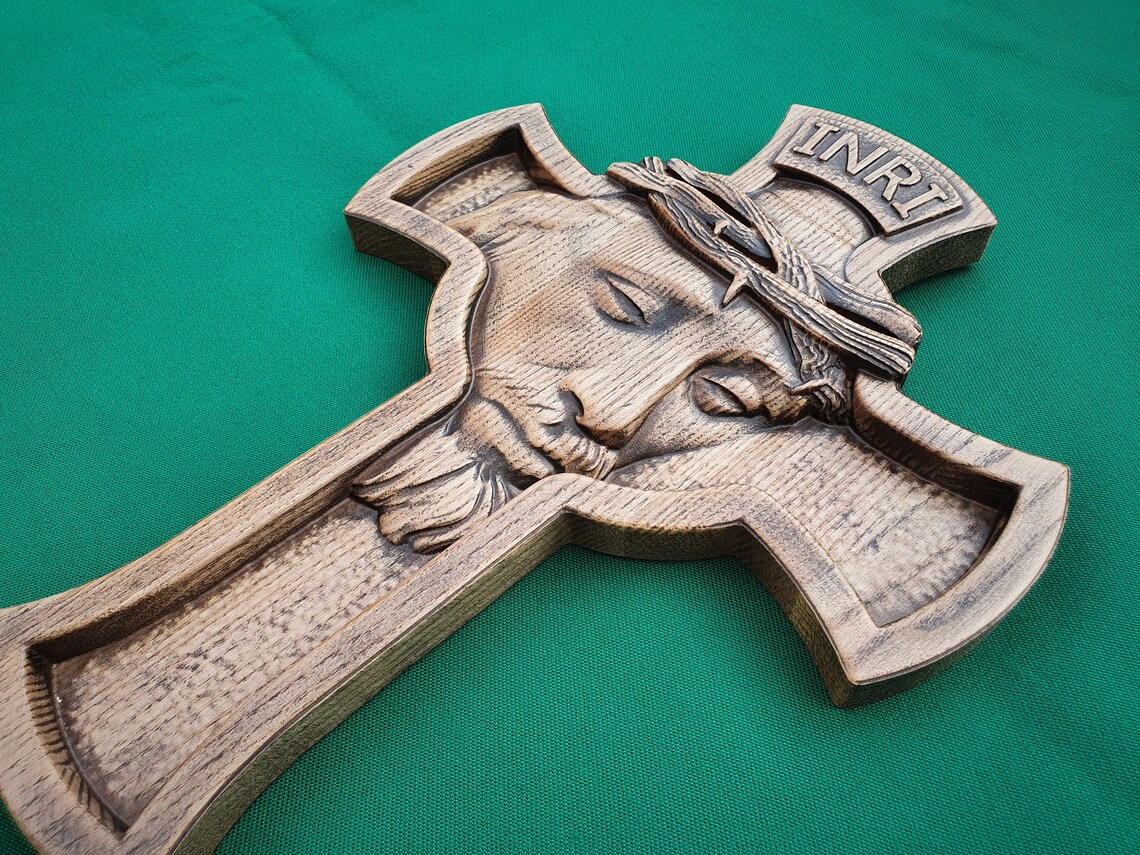 Wooden Jesus in the Cross Catholic Cross Carved Wooden - Etsy