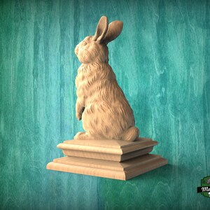 Rabbit Version #2 Wooden Finial for Staircase Newel Post, Rabbit Finial ...