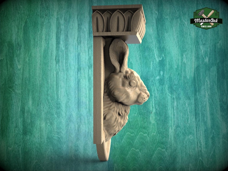 Wooden Rabbit Corbel, Bunny Head Corbel , Rustic Bunny Shelf Support ...