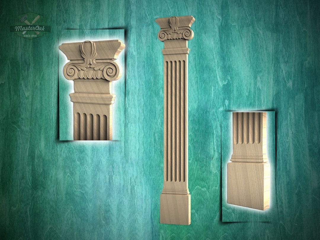 Casing Wood Carved Pilasters (flat Back Columns), Classical Wood Ionic ...