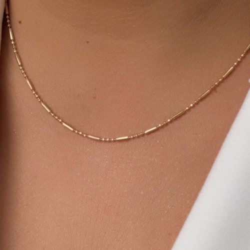 18k GF Gold Minimalist Chain Necklace Tiny Gold Chain - Etsy