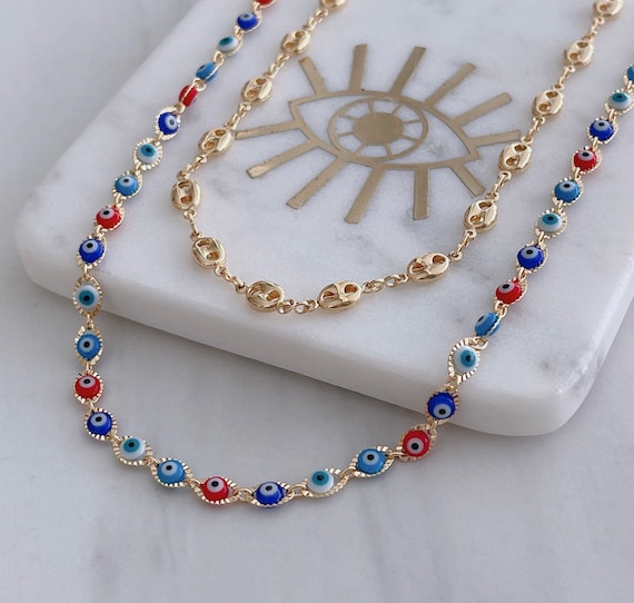 Evil Eye Chain Necklace Lucky Eye Necklace Amulet Chain - Etsy