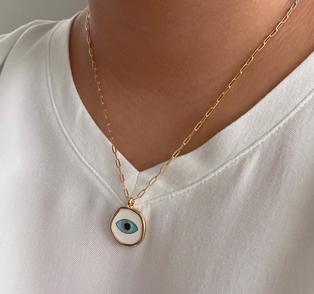 Evil Eye Necklace, Luck Eye Blue Necklace, Amulet Necklace, Good Lucky ...
