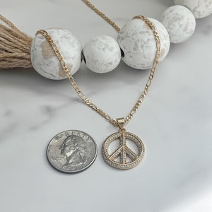 Peace Necklace, Peace Symbol Gold Necklace, Zircon Peace Necklace ...