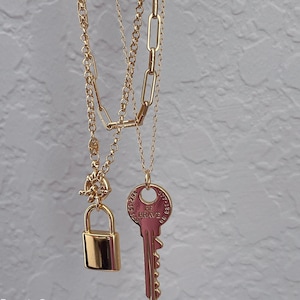 Gold Set Lock Key, Gold Filled Set Lock and Key, 18K GF, Dainty Gold ...
