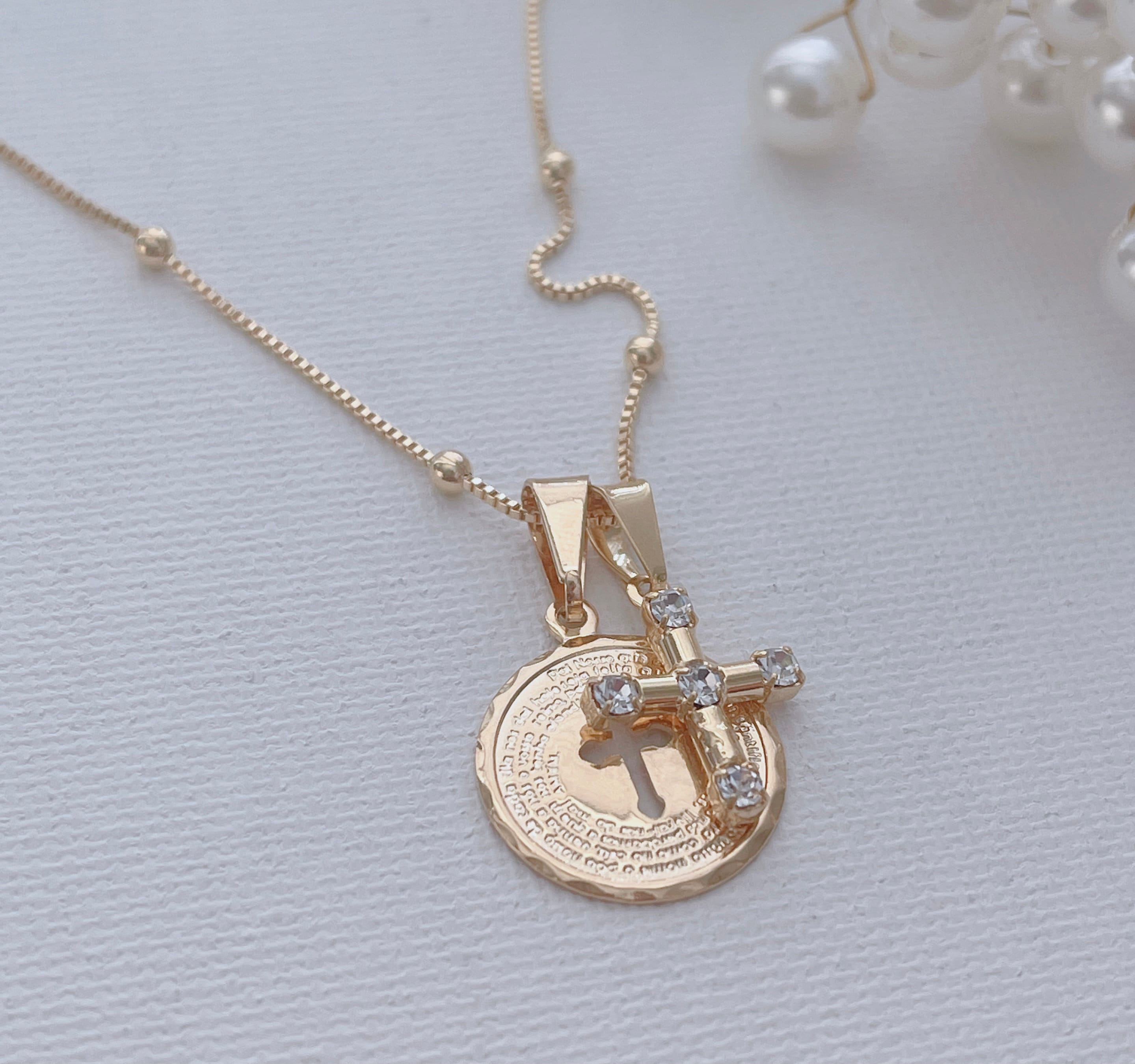 Cross Necklace Our Father Necklace Prayer Necklace | Etsy