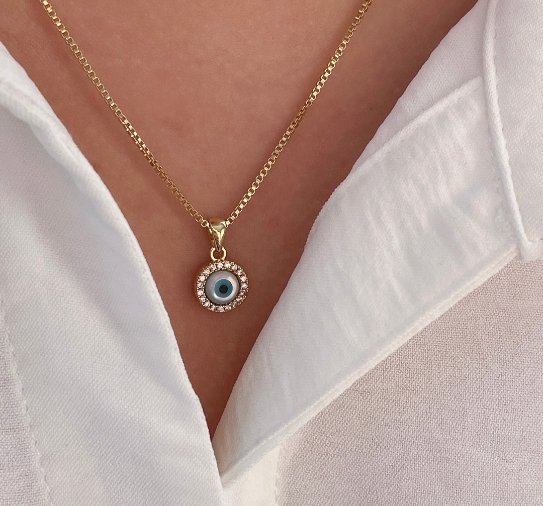 Evil Eye Necklace, Luck Eye Blue Necklace, Amulet Necklace, Good Lucky ...