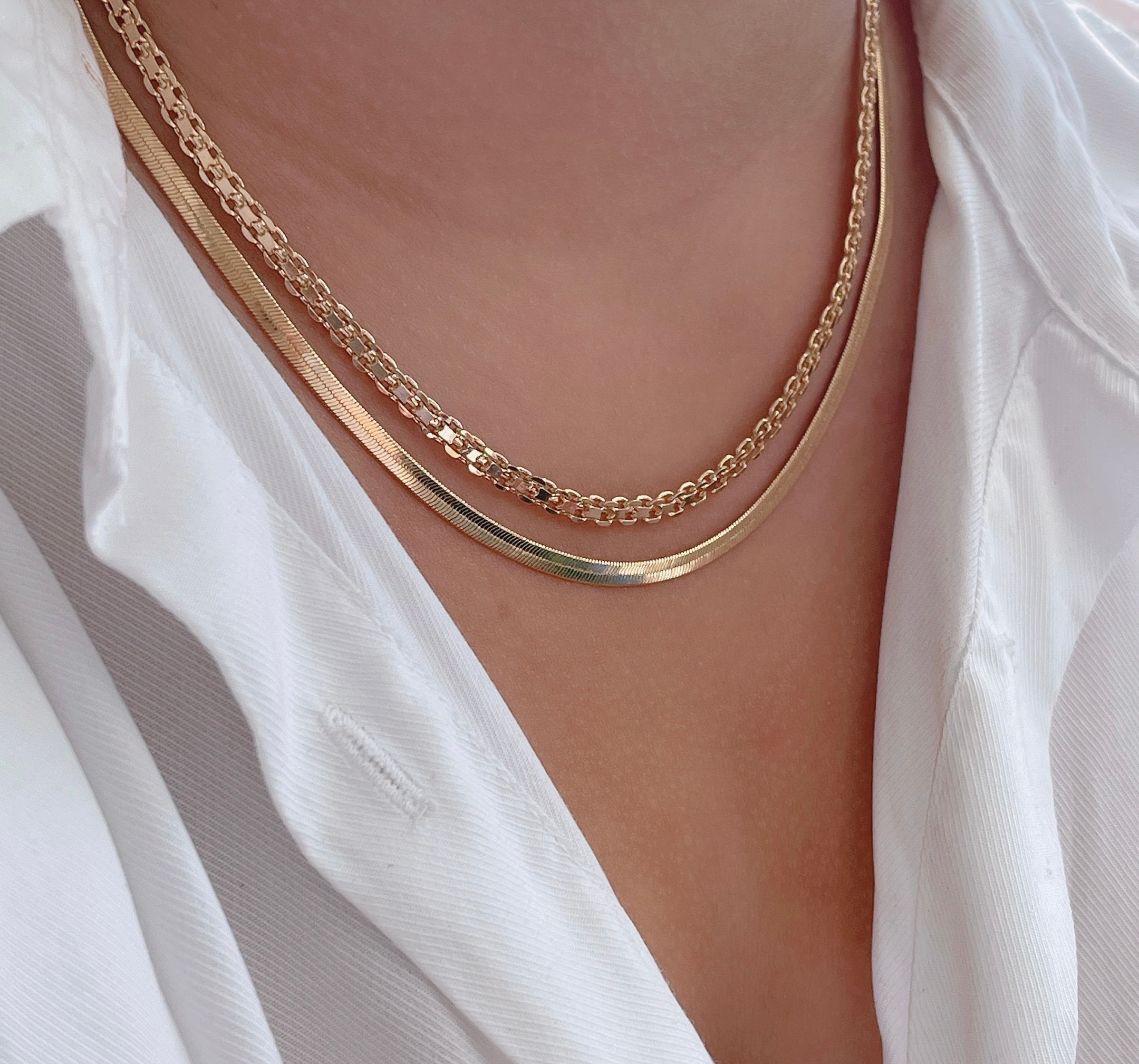 Snake Chain Necklace Paper Clip Chain Necklace Bismark Chain | Etsy