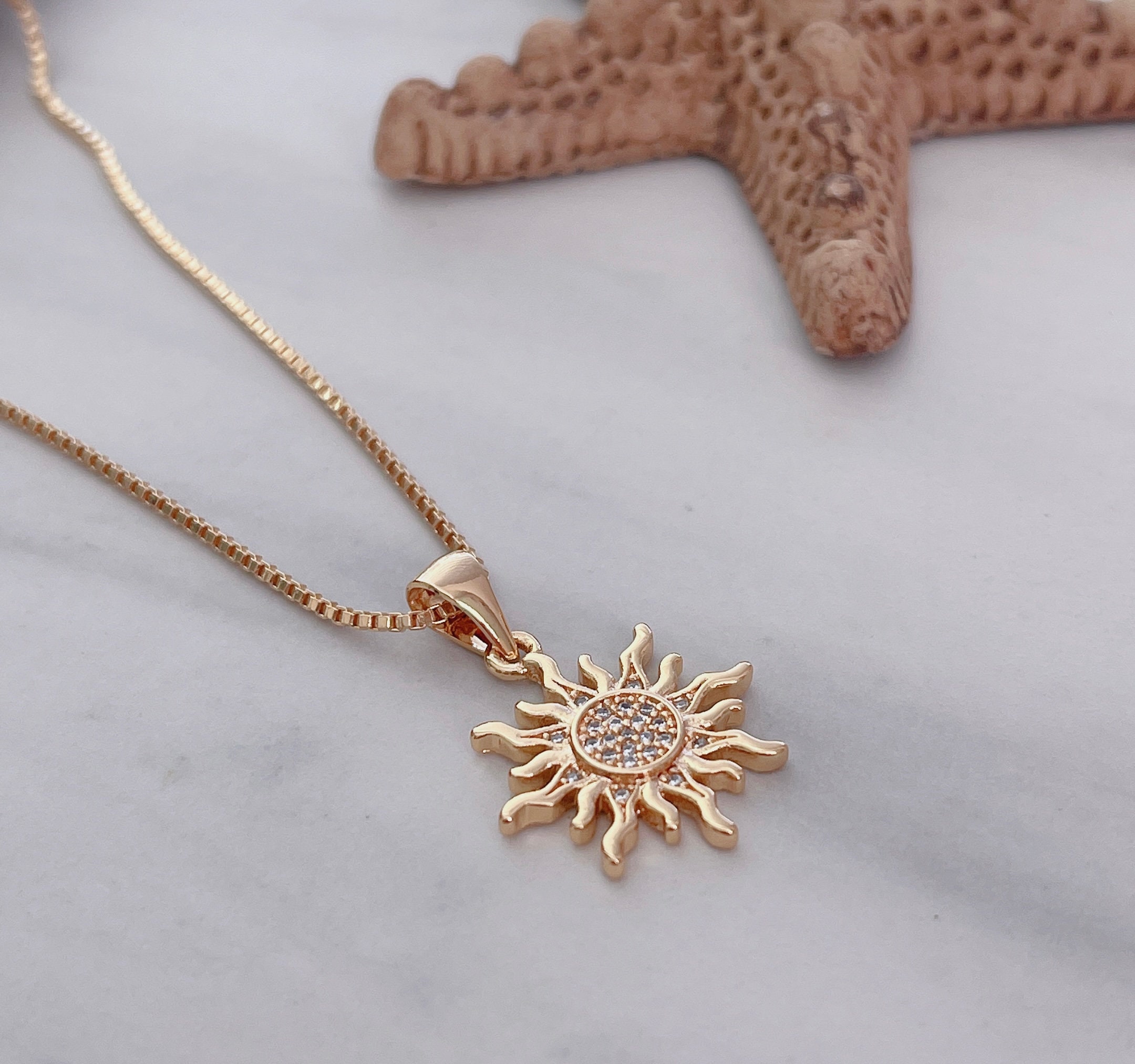 Sunshine Necklace, Sun Gold Necklace, Sunny Necklace, Celestial ...