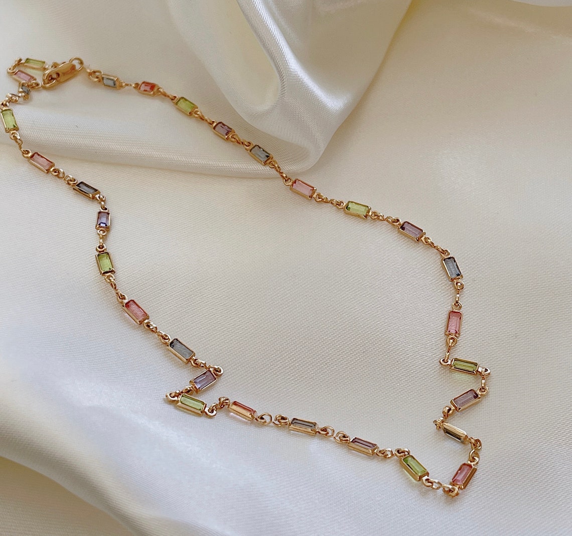 Rectangles Link Chain Colors Link Chain Layered Chain - Etsy