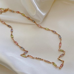 Rectangles Link Chain, Colors Link Chain, Layered Chain Necklace ...