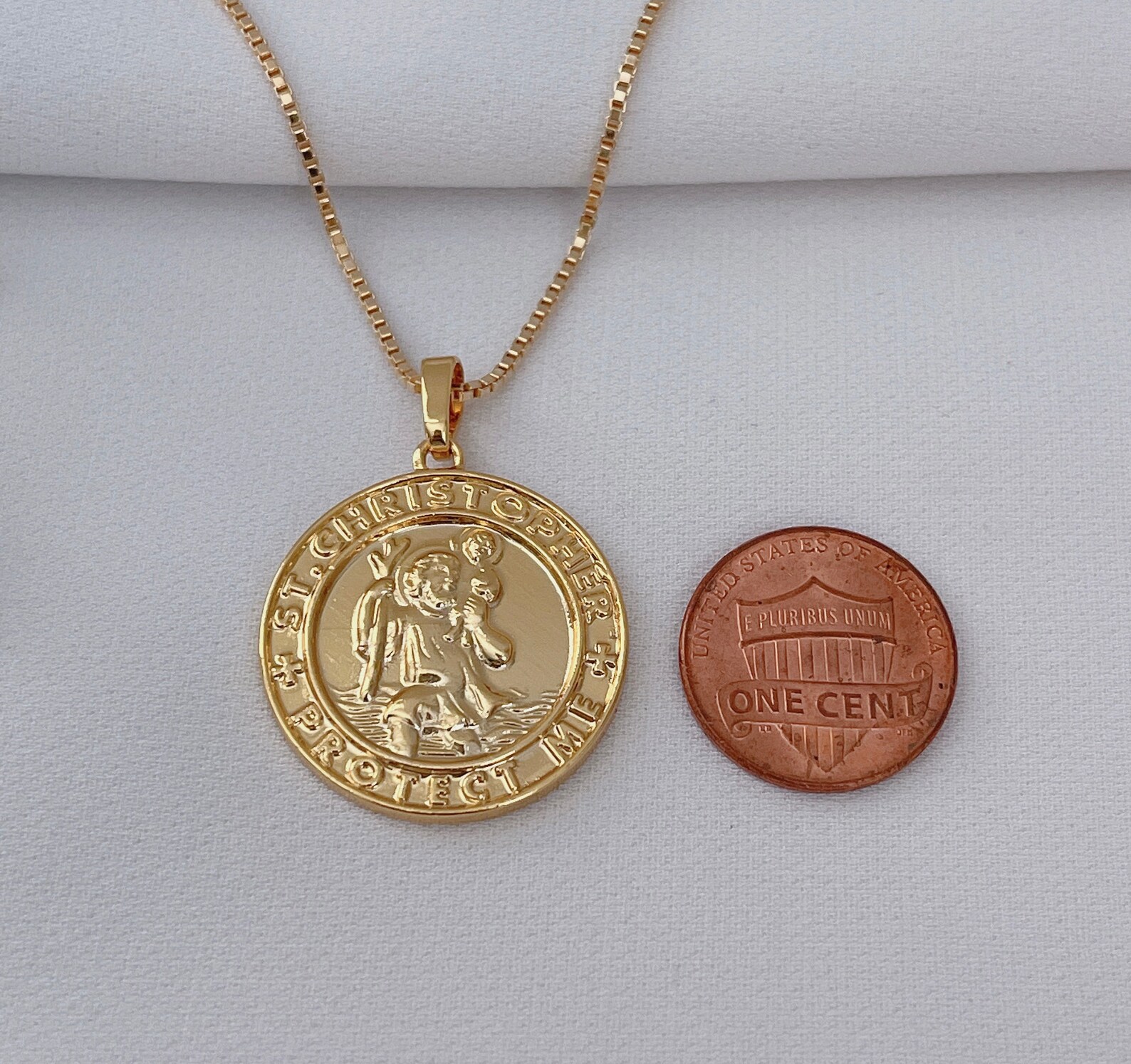 Gold Filled Coin Necklace St Christopher Necklace Medallion | Etsy