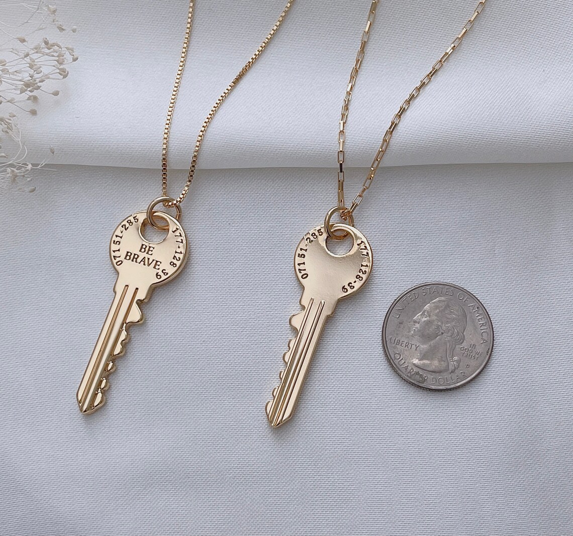 Gold Key Necklace Key Necklace Gold Pendant Gold Key Gold | Etsy