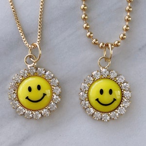 Smile Face Necklace, Smiley Happy Face Necklace, Smile Daisy Necklace ...