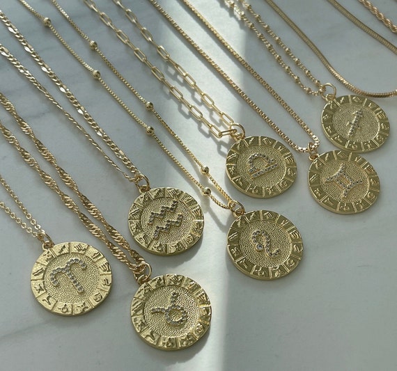 Gold Zodiac Necklace Astrological Zodiac Gold Necklace - Etsy