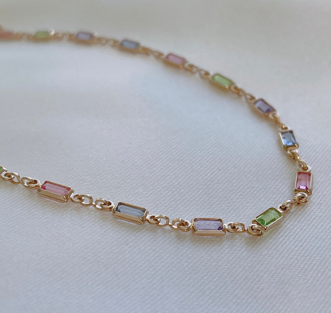 Rectangles Link Chain Colors Link Chain Layered Chain - Etsy