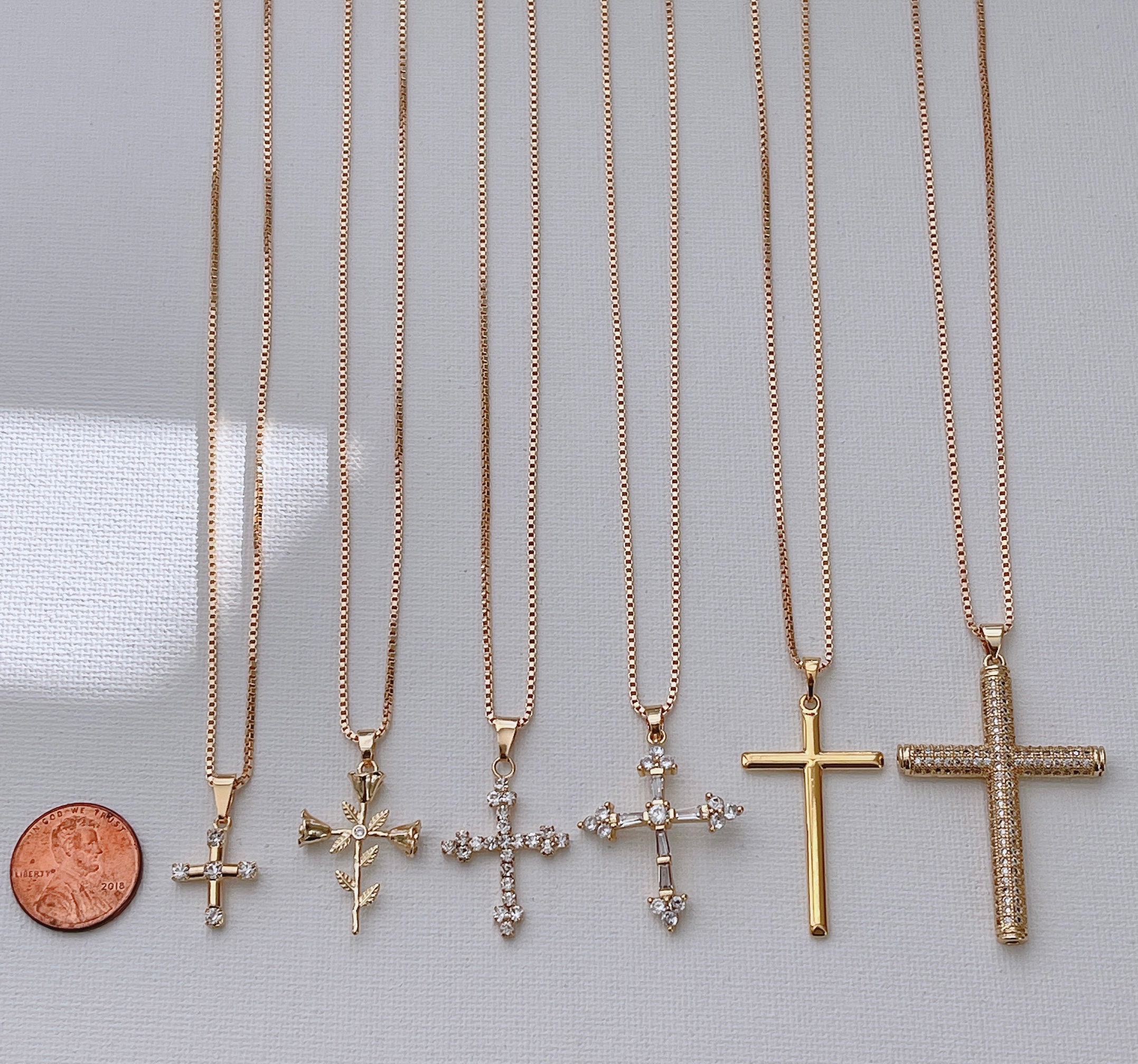 Cross Necklace Tiny Cross Necklace Protection Gold Cross | Etsy