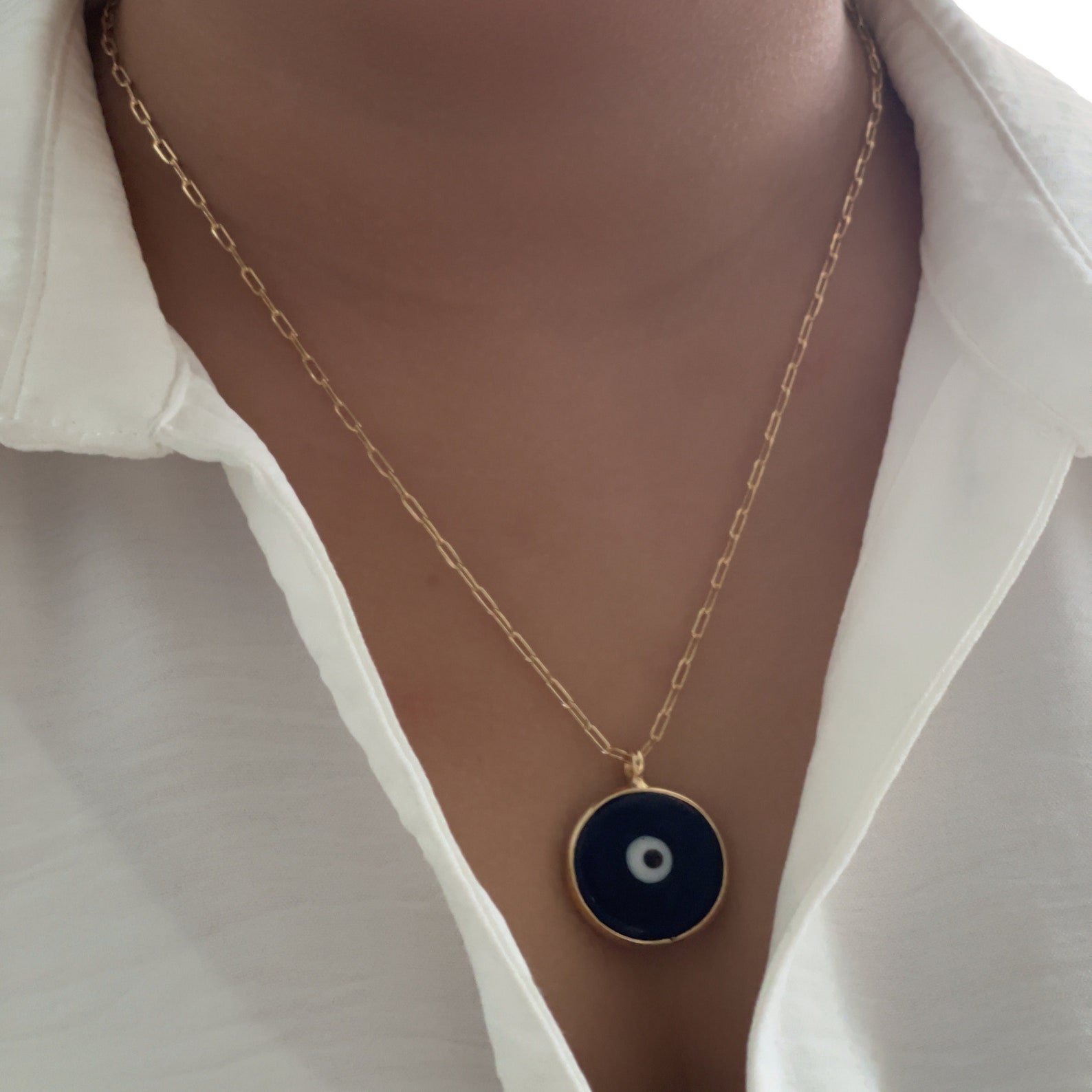 Evil Eye Necklace, Luck Eye Blue Necklace, Amulet Necklace, Good Lucky ...