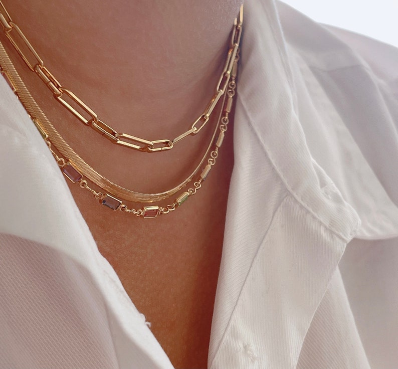 Rectangles Link Chain Colors Link Chain Layered Chain - Etsy