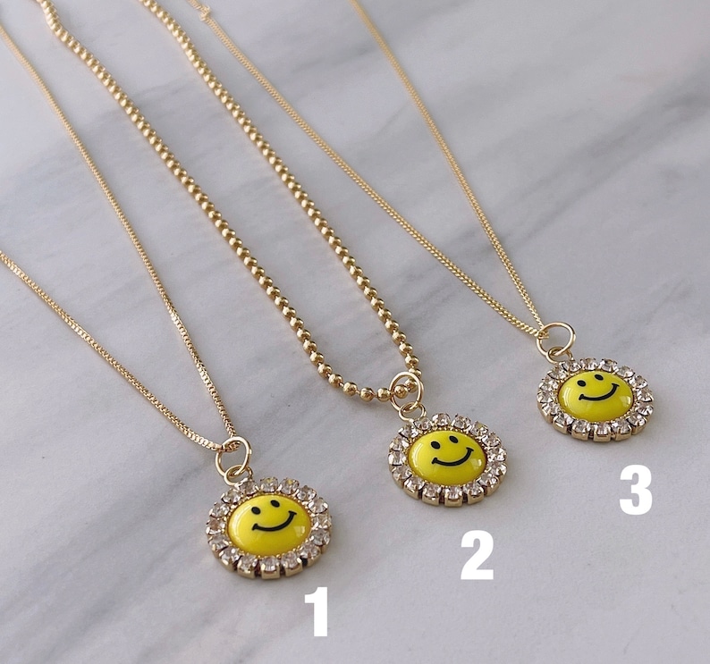 Smile Face Necklace Smiley Happy Face Necklace Smile Daisy | Etsy