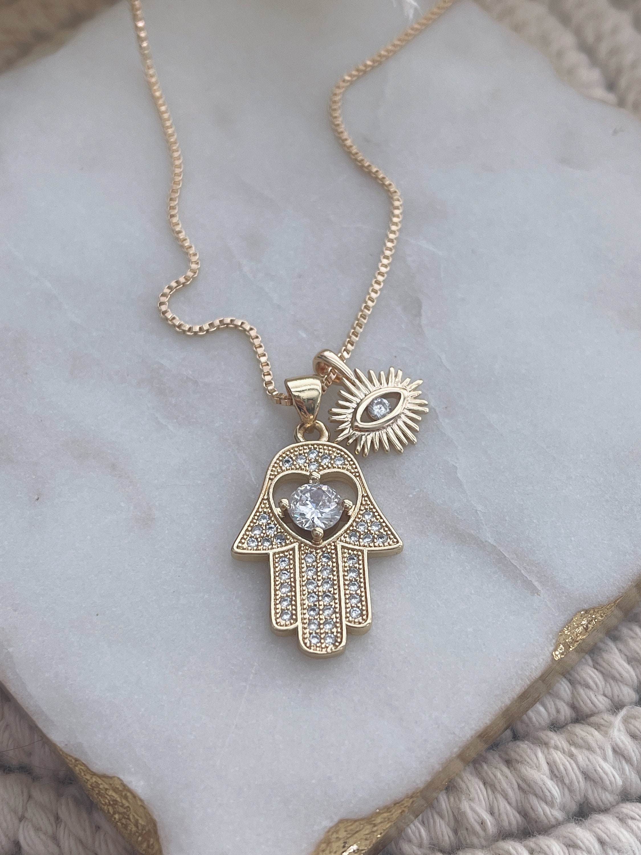 Hamsa hand evil eye pendant store