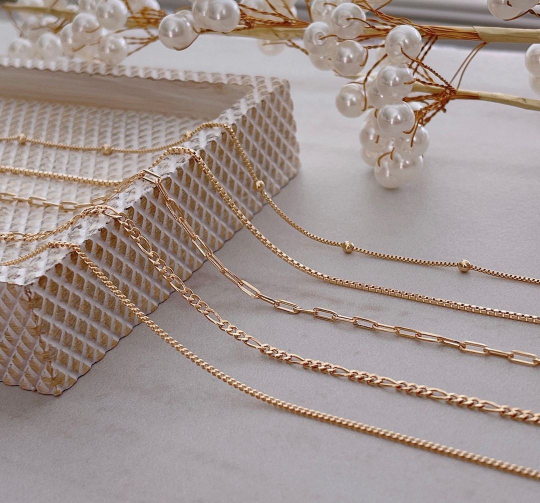 18k Gold Filled Chain Necklace, Dainty Chain Necklace, Single Chain ...