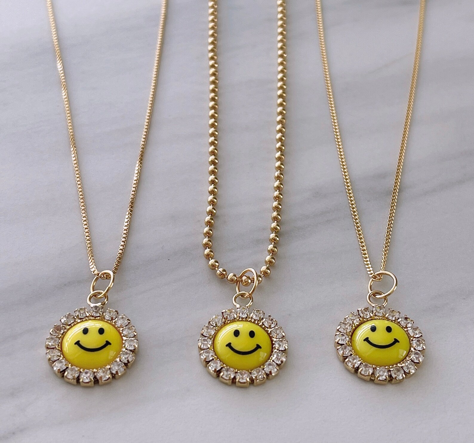 Smile Face Necklace Smiley Happy Face Necklace Smile Daisy | Etsy