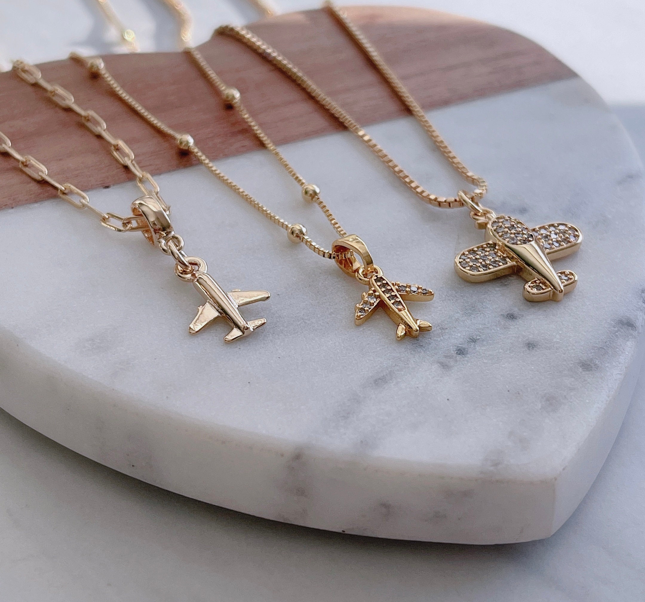 Airplane Gold Necklace Minimalist Necklace Dainty Airplane - Etsy