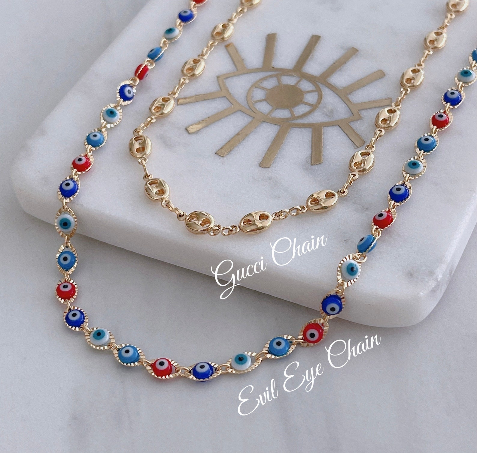 Evil Eye Chain Necklace Lucky Eye Necklace Amulet Chain - Etsy